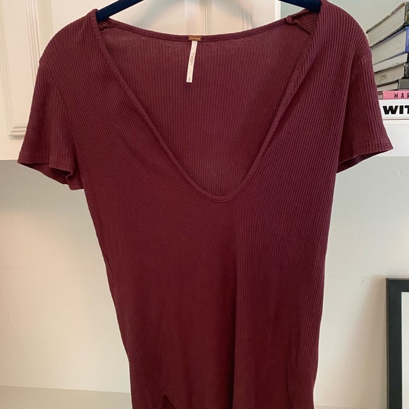 Free People | Tops | Free People Deep V Rib Tee | Poshmark